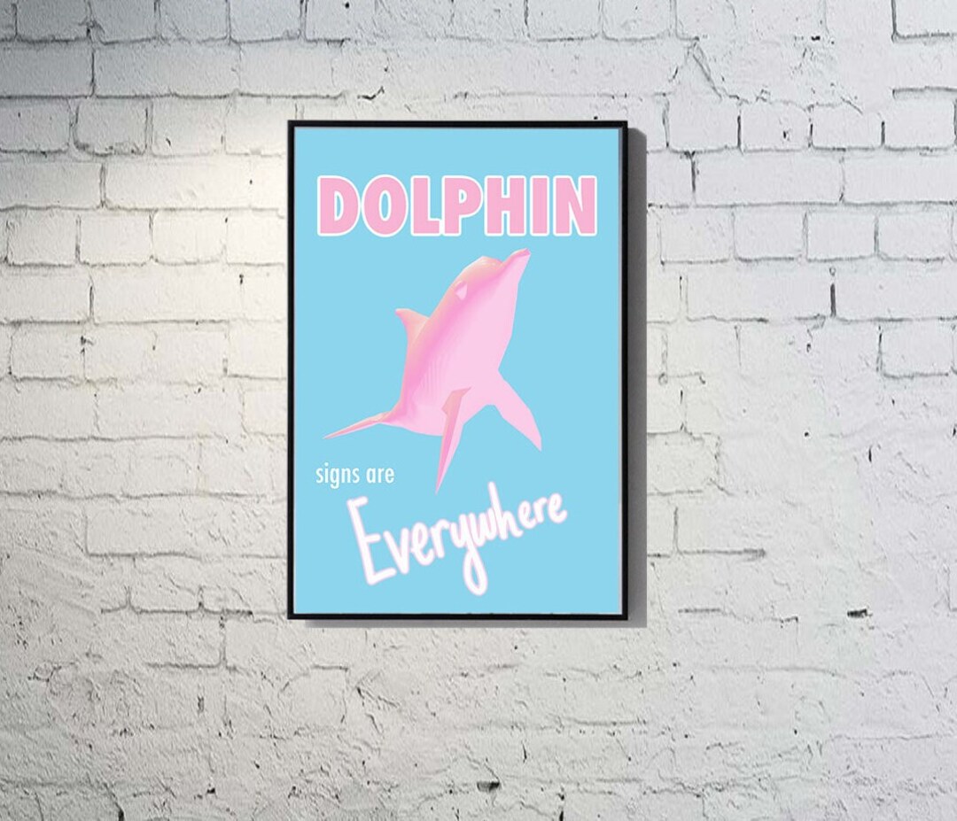 Pop Art Dolphin Affirmation Poster- Pink & Blue - Etsy