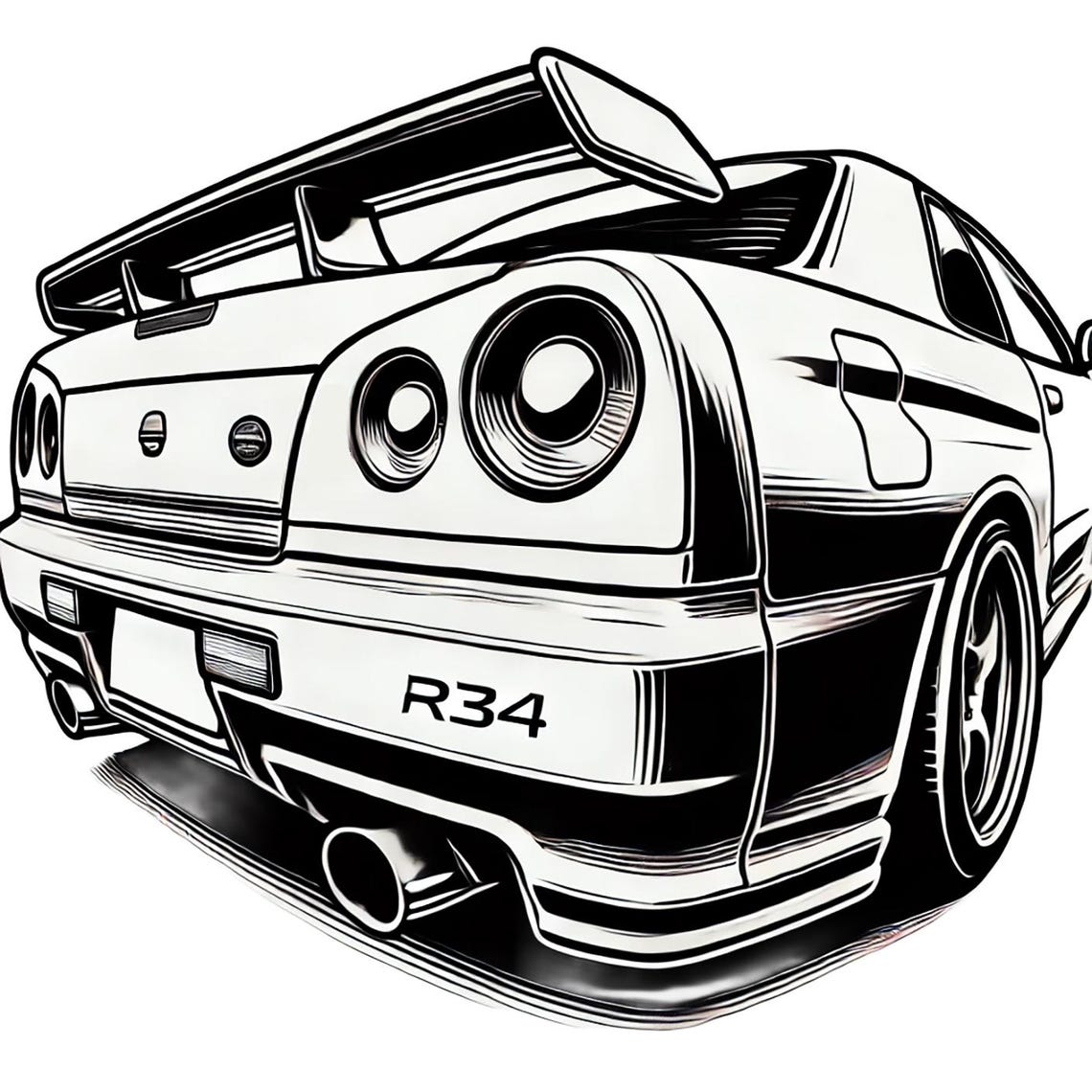 Nissan Skyline R34: the Iconic Rear View - Etsy
