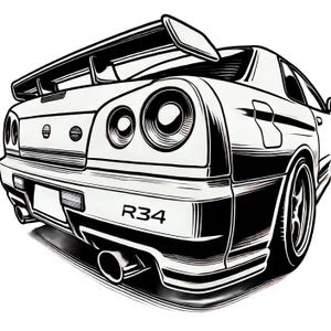 Nissan Skyline R34: the Iconic Rear View - Etsy