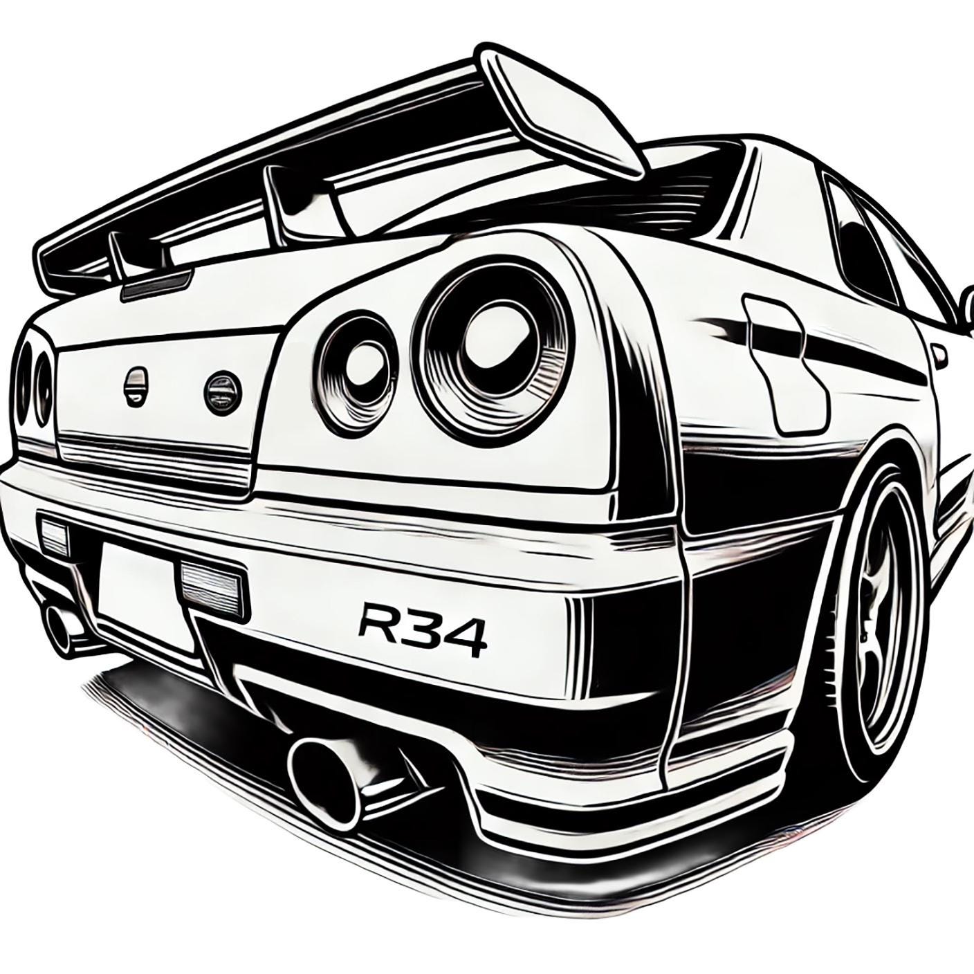 Nissan Skyline R34: the Iconic Rear View - Etsy