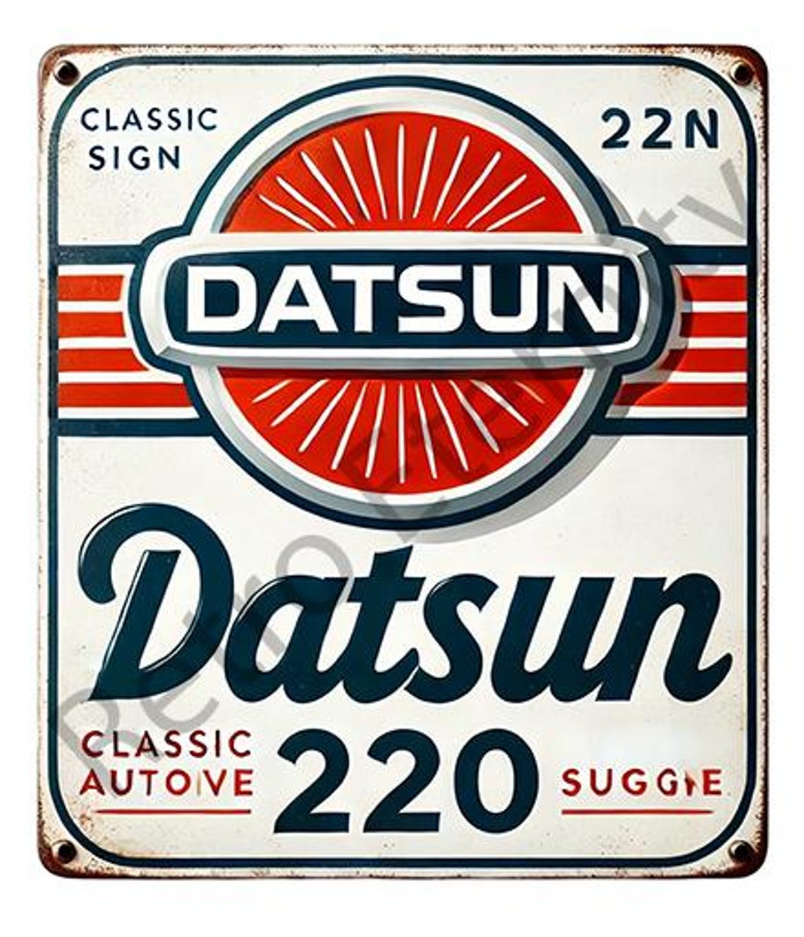 Vintage Datsun Sign. It Has a Classic Design With Bold Colors and ...