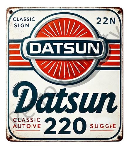 Vintage Datsun Sign. It Has a Classic Design With Bold Colors and ...