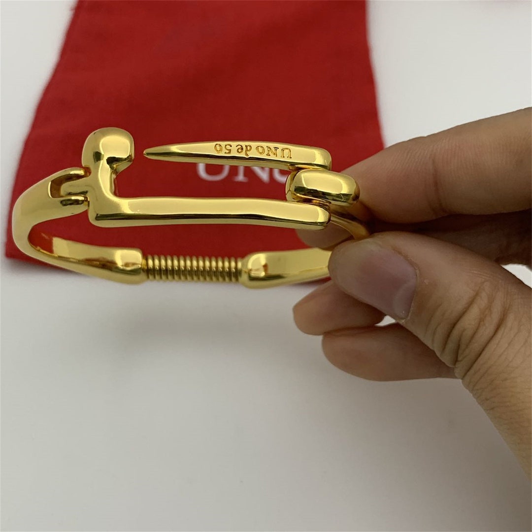 Uno De 50 BRACELET PUZZLING Central Buckle a Nail Open Rectangle Silver ...