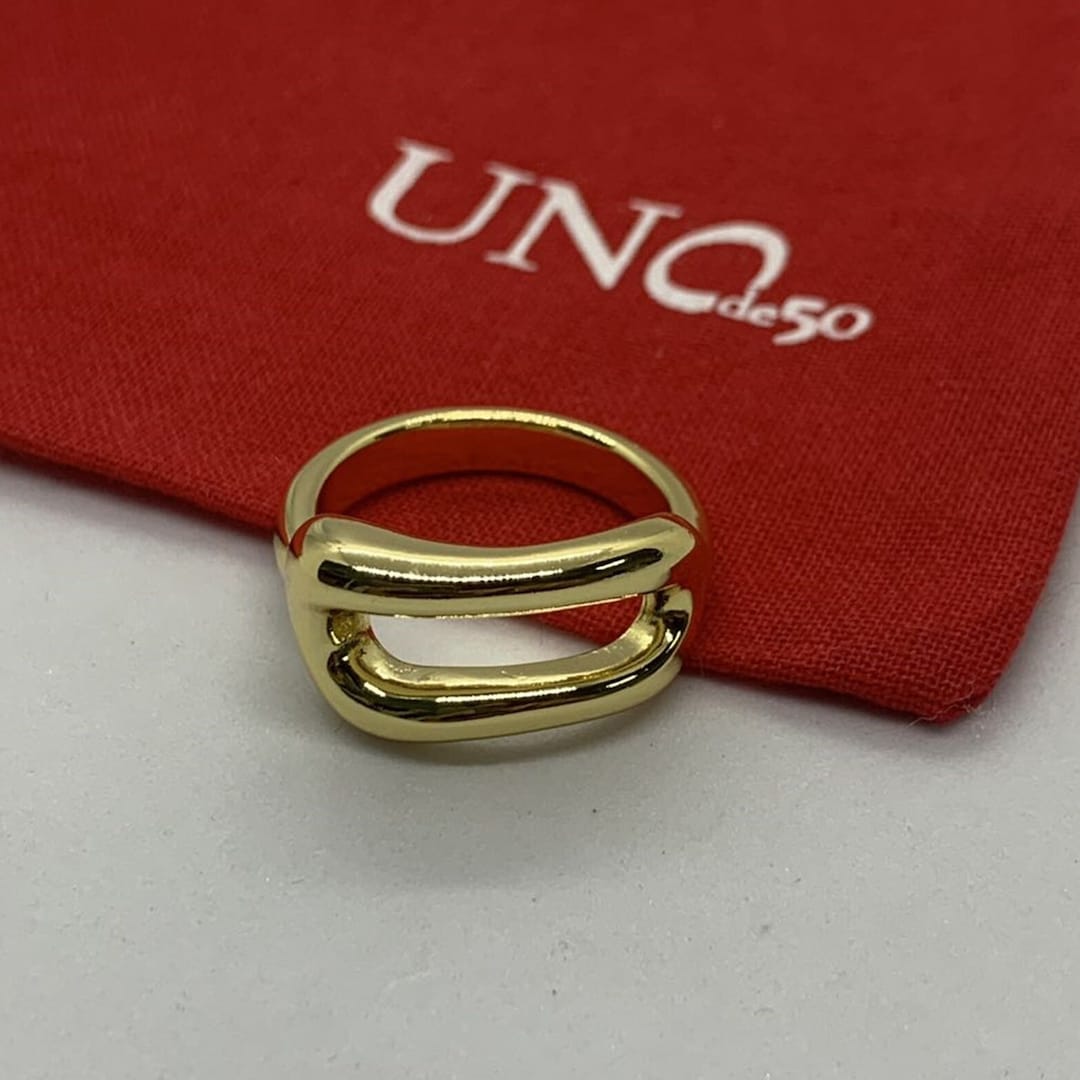 UNO De 50 Ring /PLANET RING Unique Square-link Design Gold-plated Ring ...