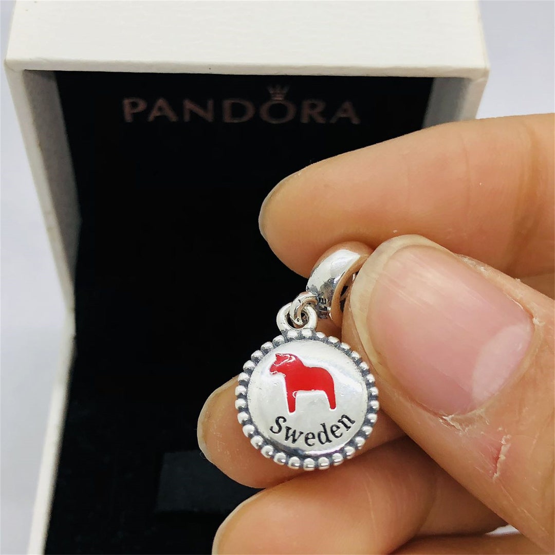 Pandora Schweden Charm Schriftzug Sweden Dalapferd Dala Horse Charm ...