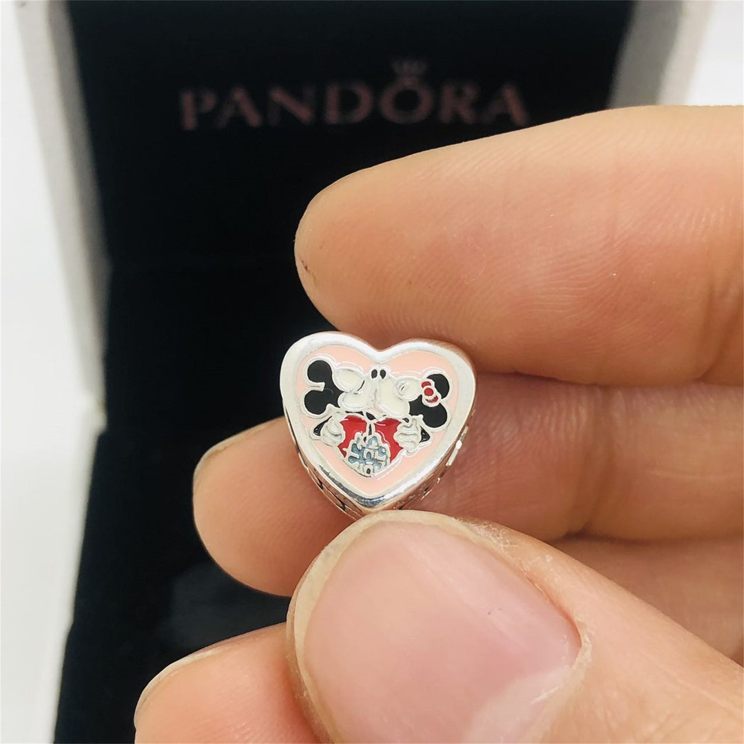 Pandora Mickey and Minnie Mouse Valentines Charm Heart Pendant,s925 ...