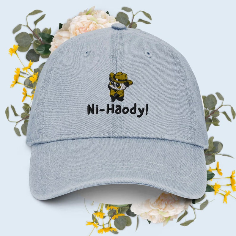 Ni Haody Cute Panda With Cowboy Hat Denim Embroidered Hat Nihaody ...