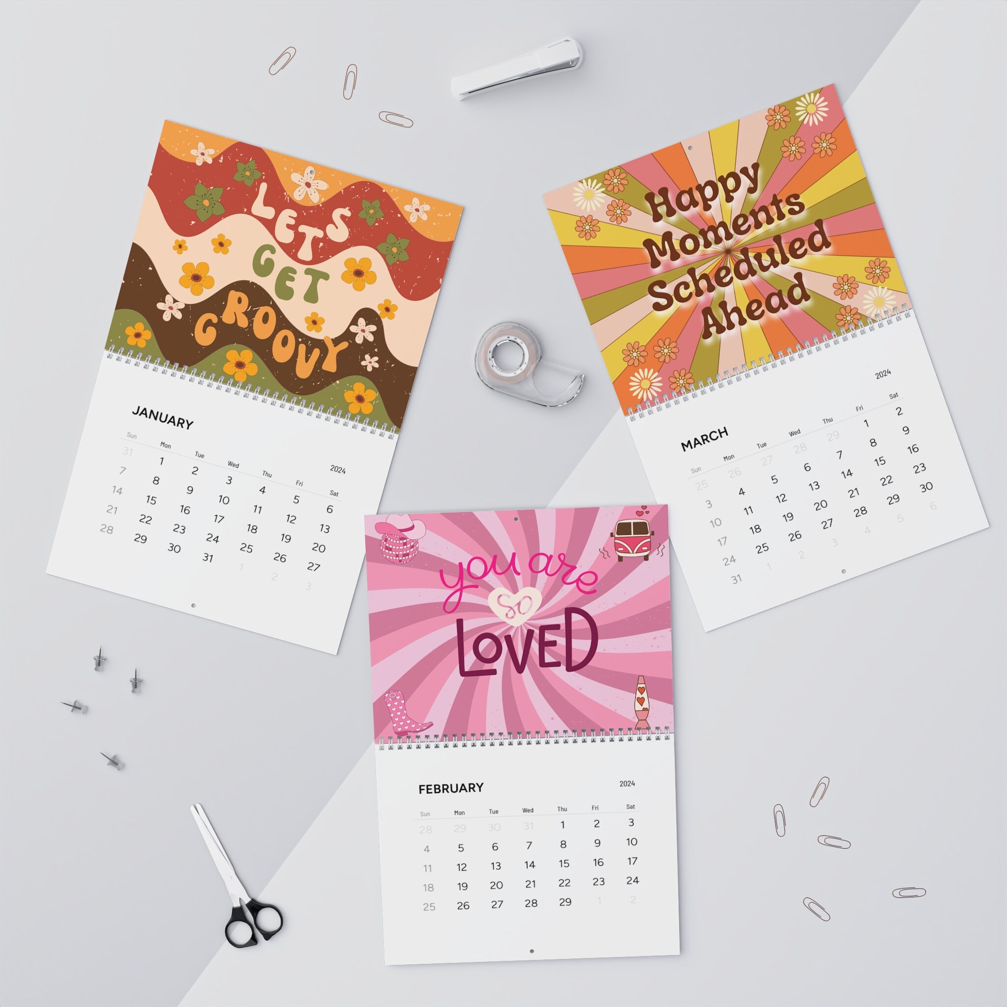 Groovy Retro Hippy Wall Art Calendar 2024 sold by Wei shao | SKU ...