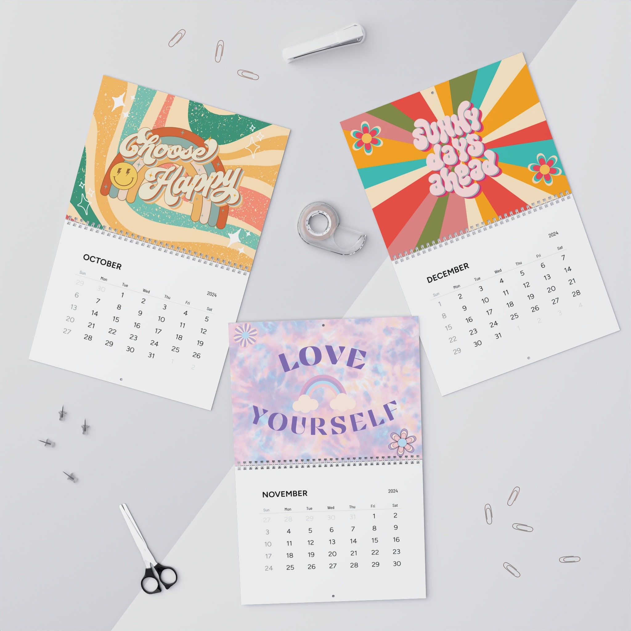 Groovy Retro Hippy Wall Art Calendar 2024 sold by Wei shao | SKU ...