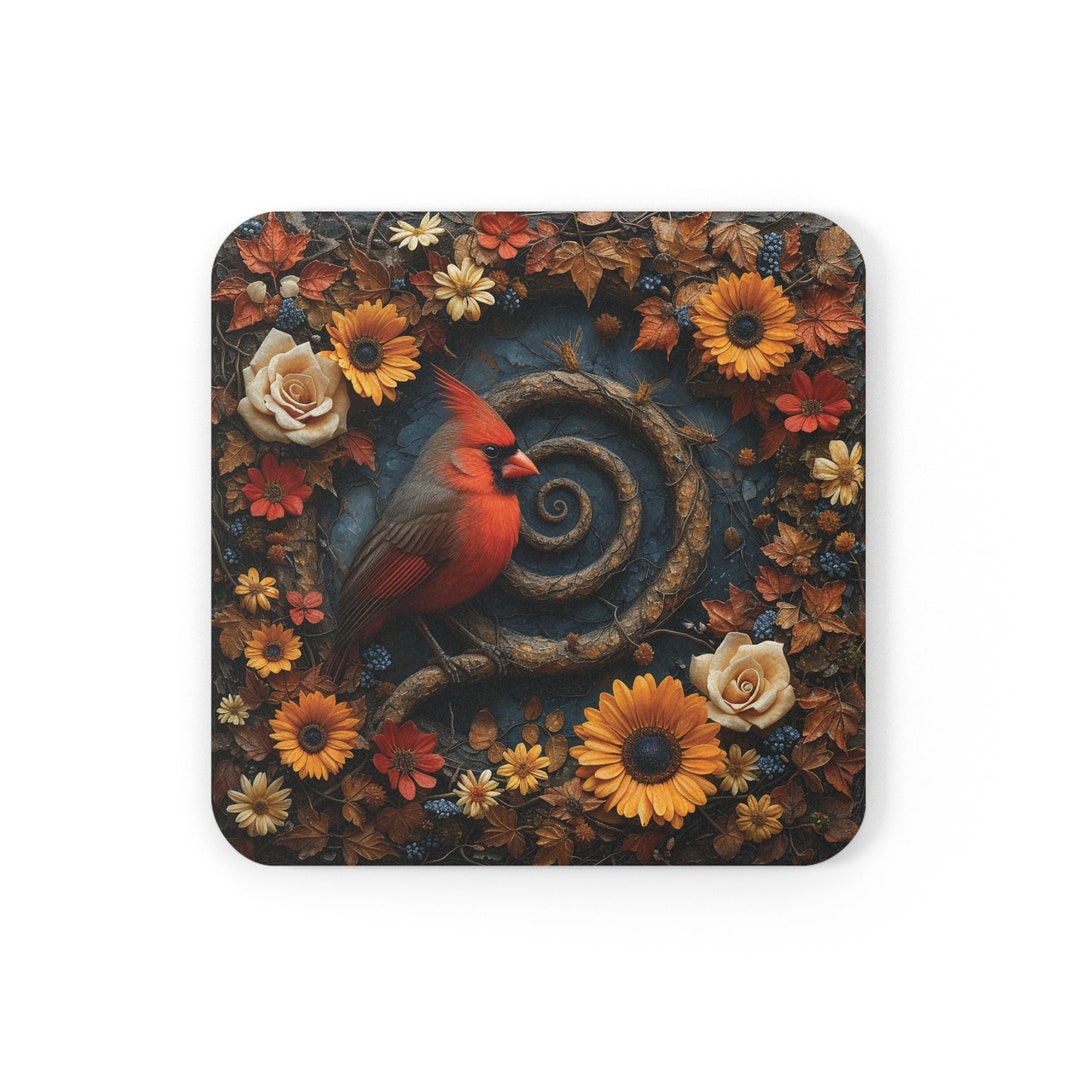 Kentucky Northern Cardinal Coaster Single, Goldenrod, Poplar Tree ...