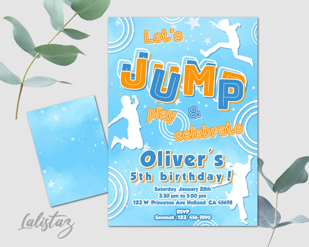 Jump Birthday Invitation, Trampoline Park Birthday Invitation, Jump ...