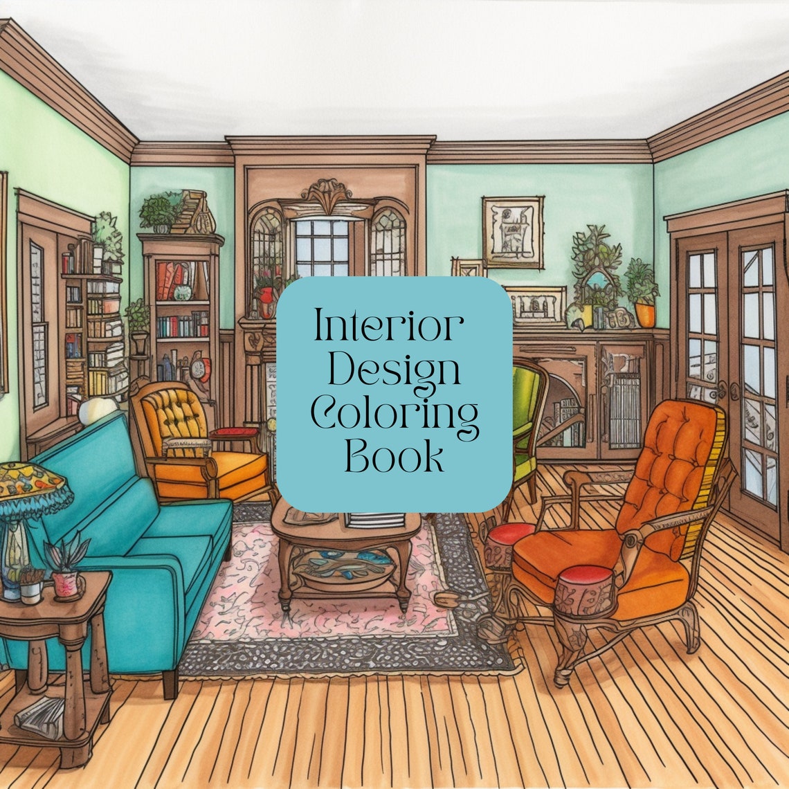 Interior Design Coloring Book - Etsy