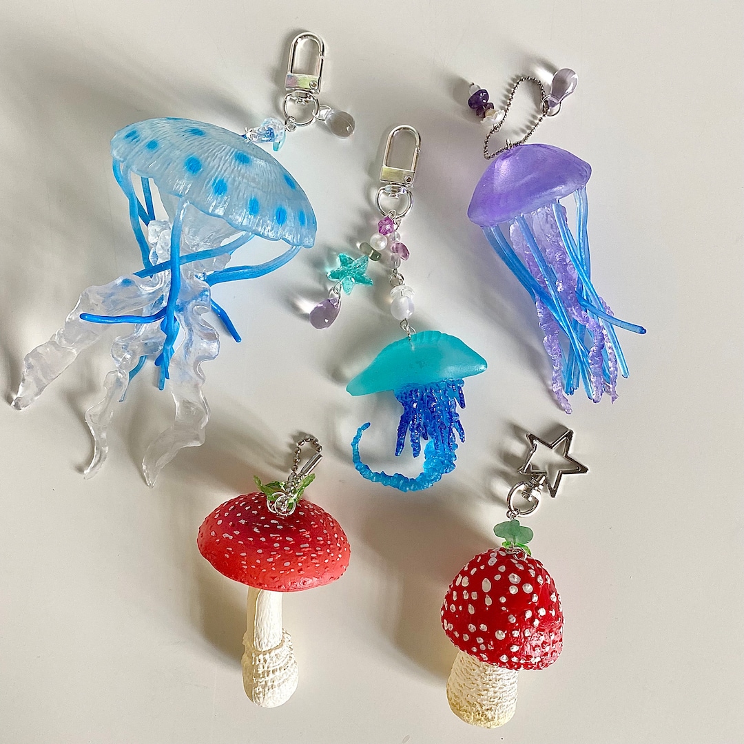Y2K Jellyfish Mushroom Beaded Keychains - Etsy