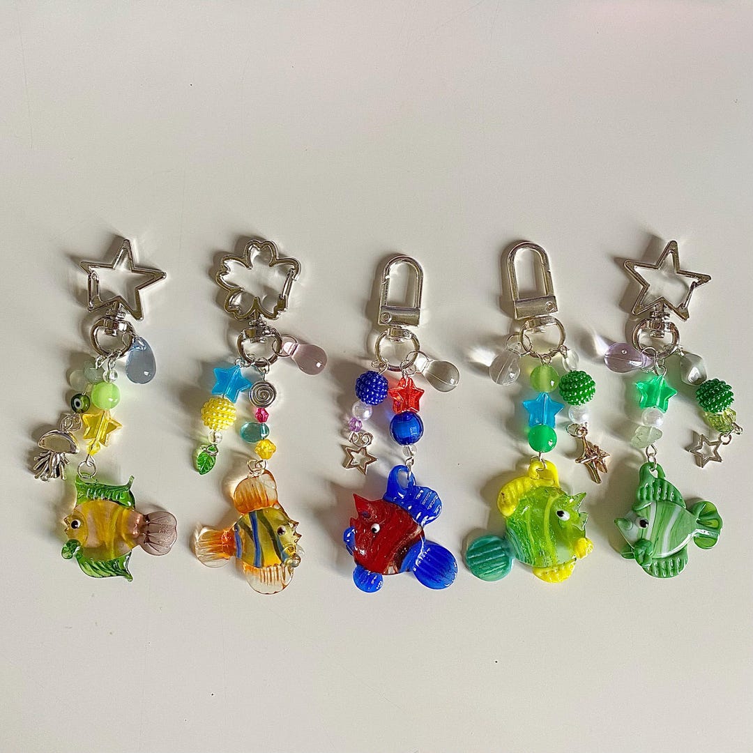 Glasswork Fish Beaded Keychains - Etsy