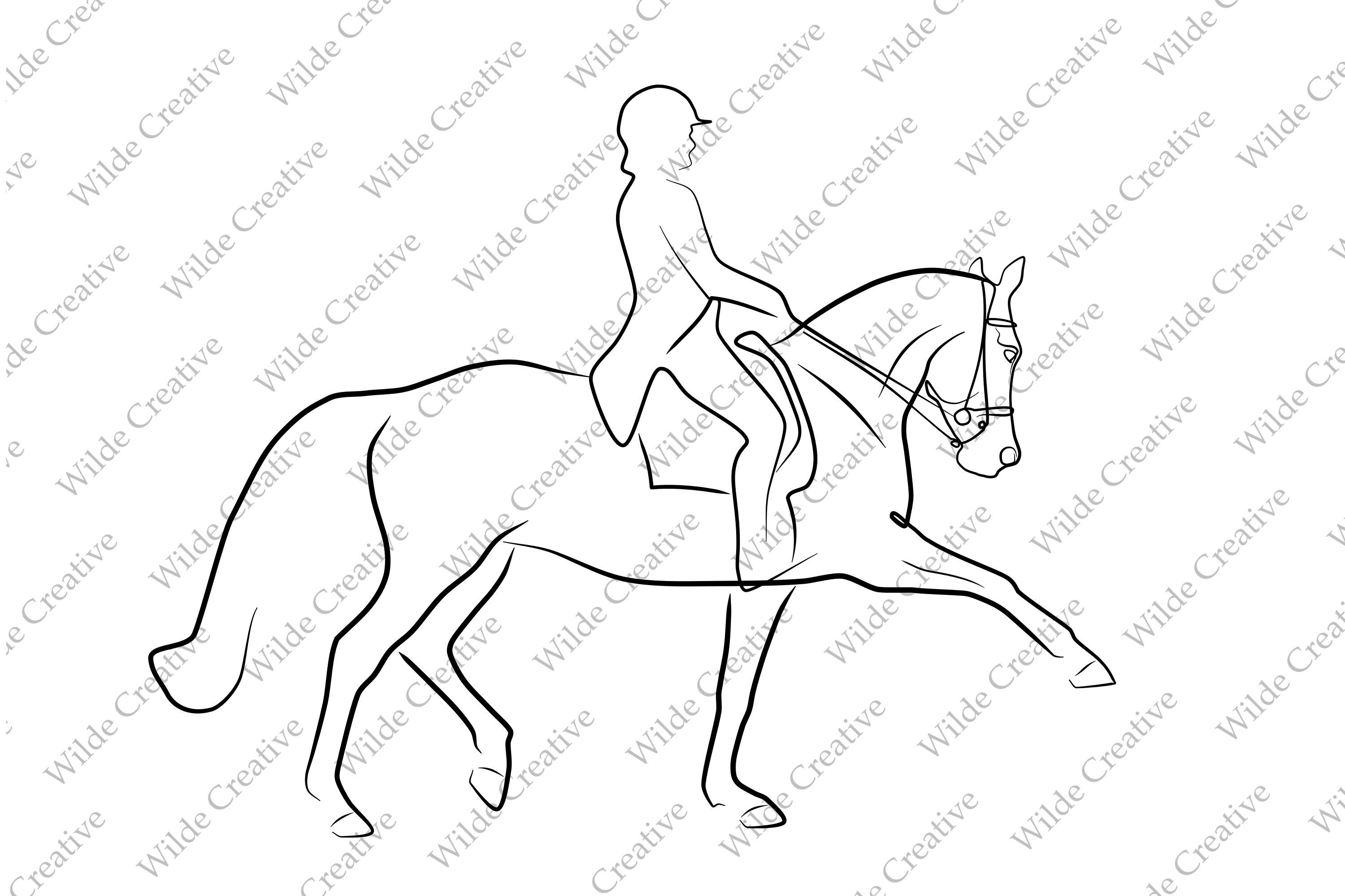 Dressage Horse Fine Line Drawing - PNG, JPG, SVG Digital Files, Wall ...