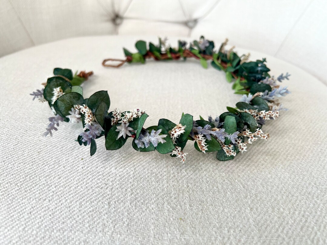 CUSTOM COLORS Fairycore Flower Crown REAL Eucalyptus & Faux Blooms ...