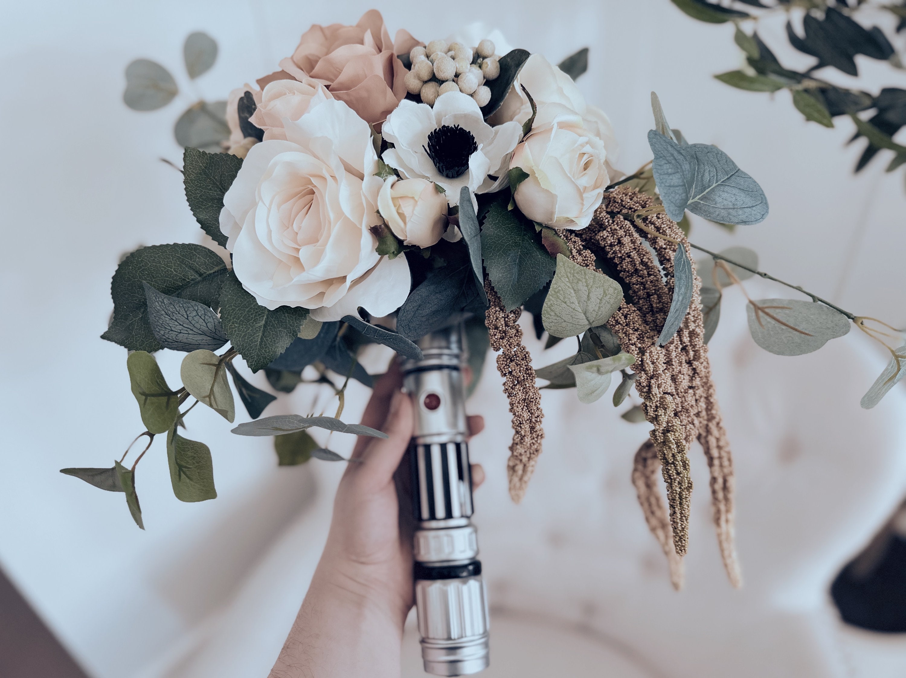 Star Wars Inspired Lightsaber Handle Wedding Bouquet | Faux Greenery ...