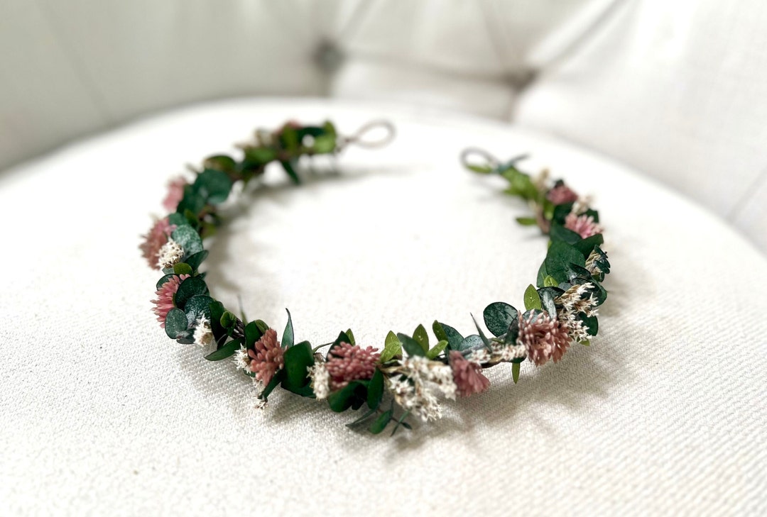 Fairycore Dried Flower Crown REAL Eucalyptus & Statice Faux Blooms ...