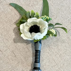 Star Wars Wedding Boutonniere: Lightsaber, Cream Rose Bud, Faux ...