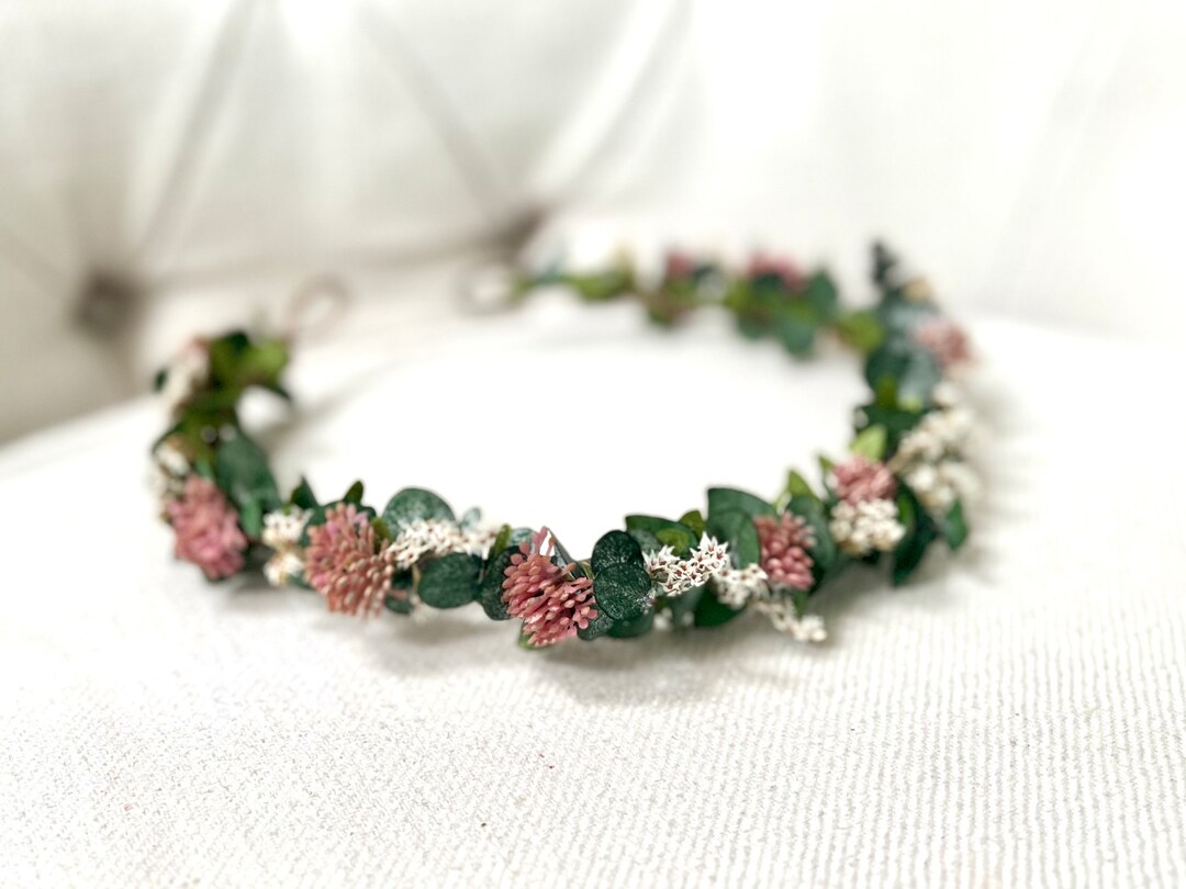 Fairycore Dried Flower Crown REAL Eucalyptus & Statice Faux Blooms ...