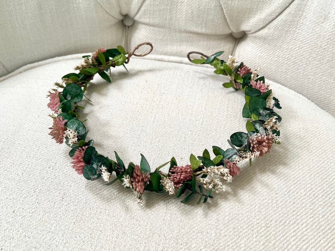 Fairycore Dried Flower Crown REAL Eucalyptus & Statice Faux Blooms ...