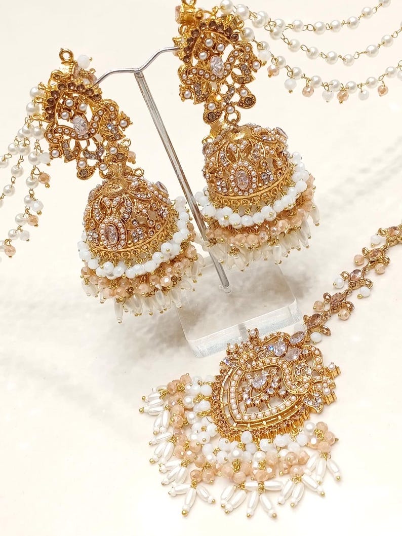 Nauratan Multi Stone Earrings Jhumkay Set/ Pakistani Jewelry/pakistani ...