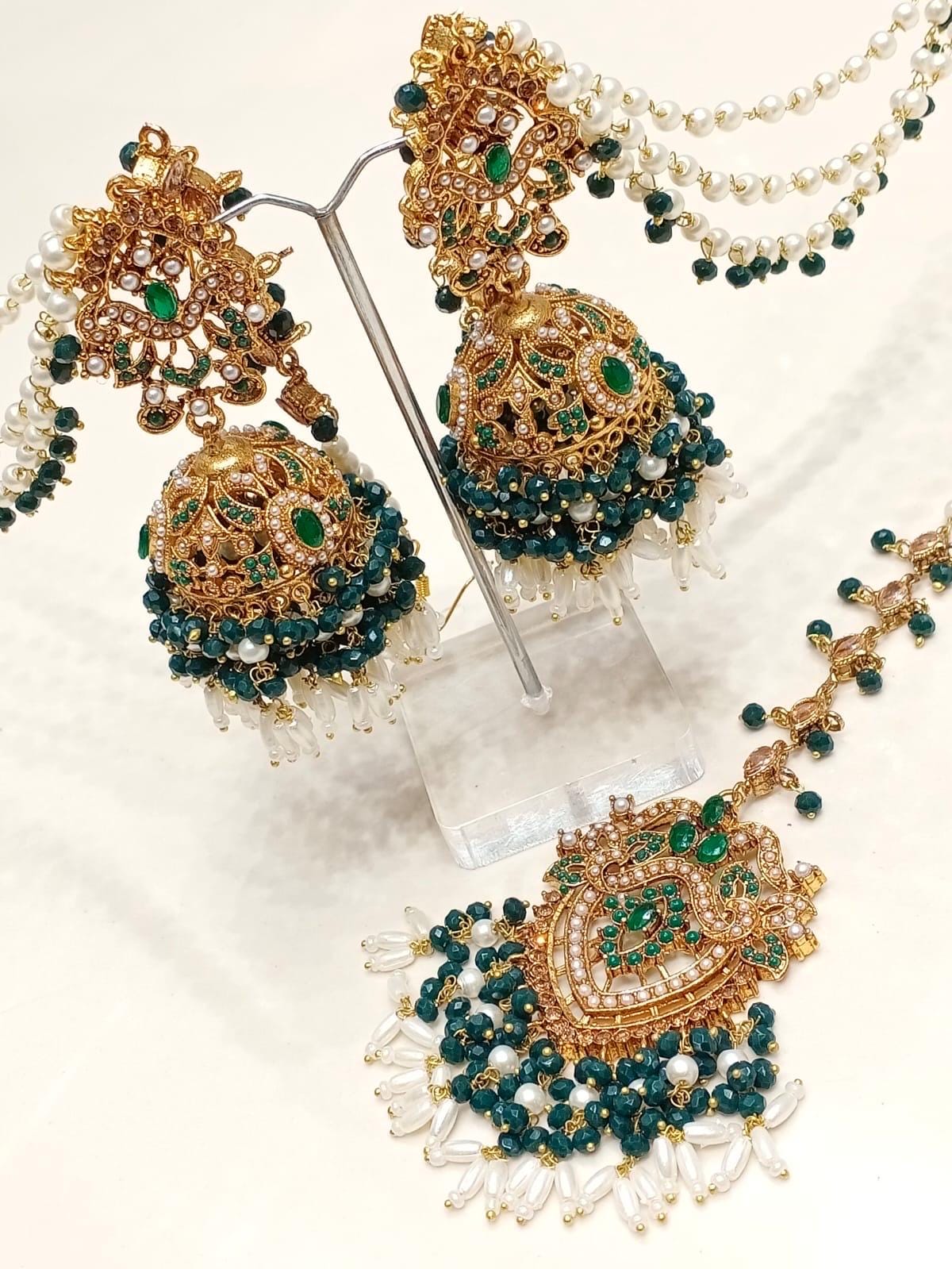 Nauratan Multi Stone Earrings Jhumkay Set/ Pakistani Jewelry/pakistani ...