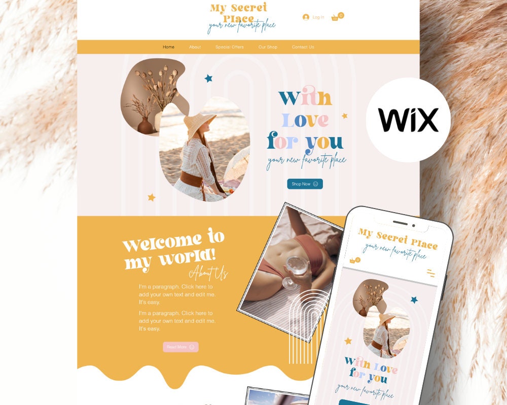 Wix Website Boho Retro Template Bright Colorful Template Made for Web ...