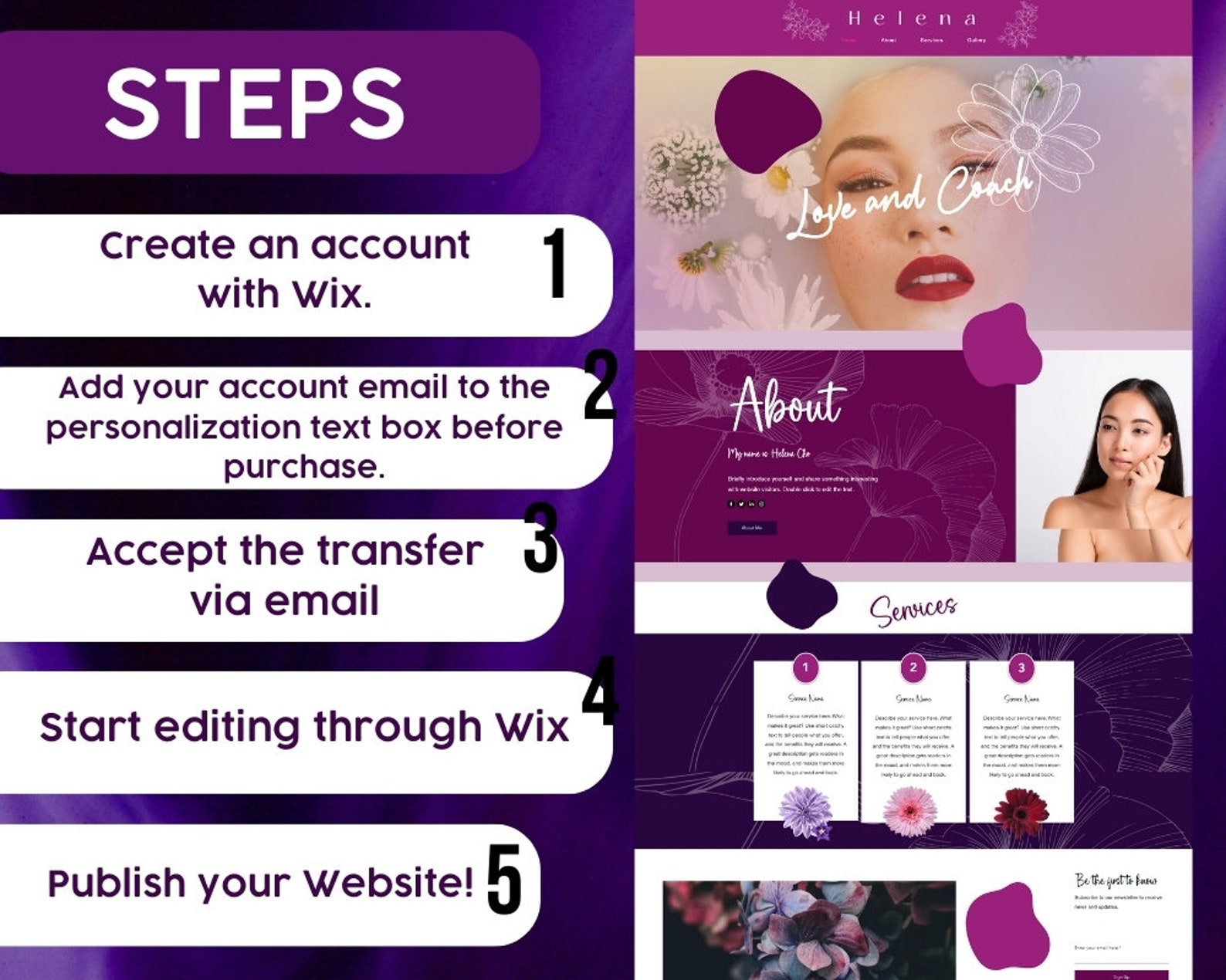 Wix Website Template Theme Purple Website Design Services and Blog ...