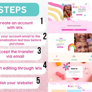Wix Template Rainbow Happy Colors Colorful Pink Blue Wix Website Theme ...