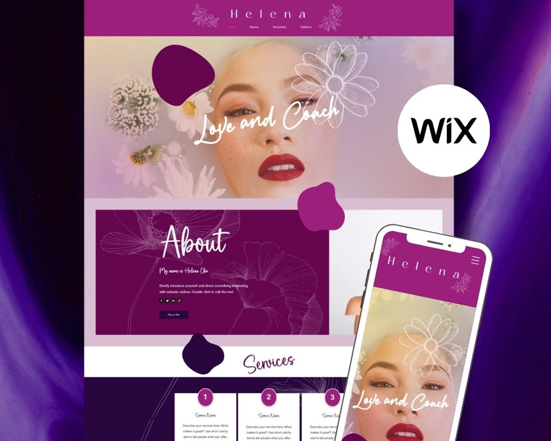 Wix Website Template Theme Purple Website Design Services and Blog ...