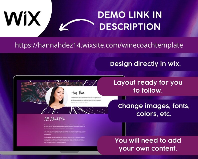 Wix Website Template Theme Purple Website Design Services and Blog ...