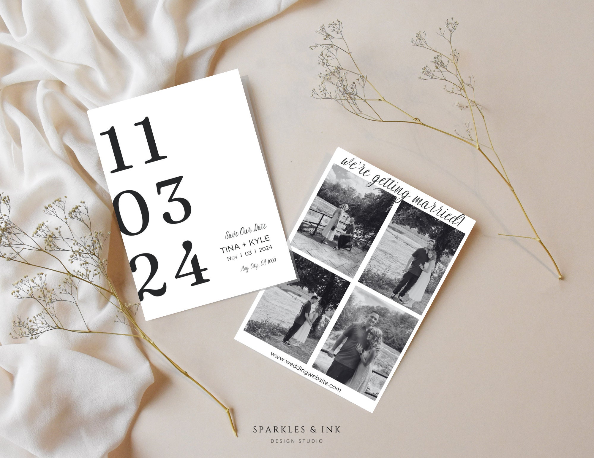 Modern Elegance Bold Numbers Wedding Save the Date Template ...