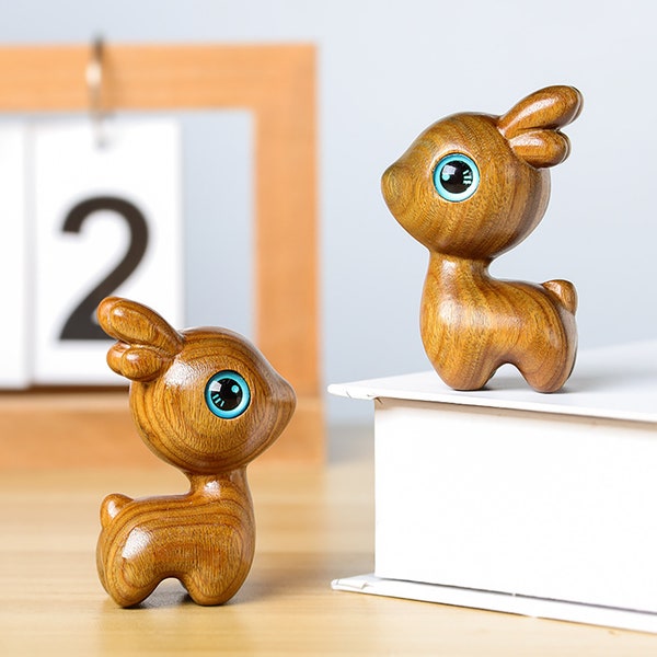 Wooden Deer Statues - Etsy