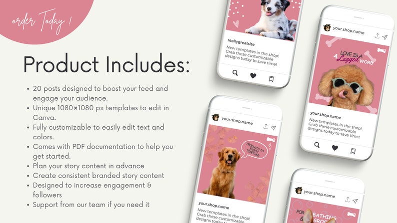 Editable Pet Shop Social Media Post Templates - Etsy