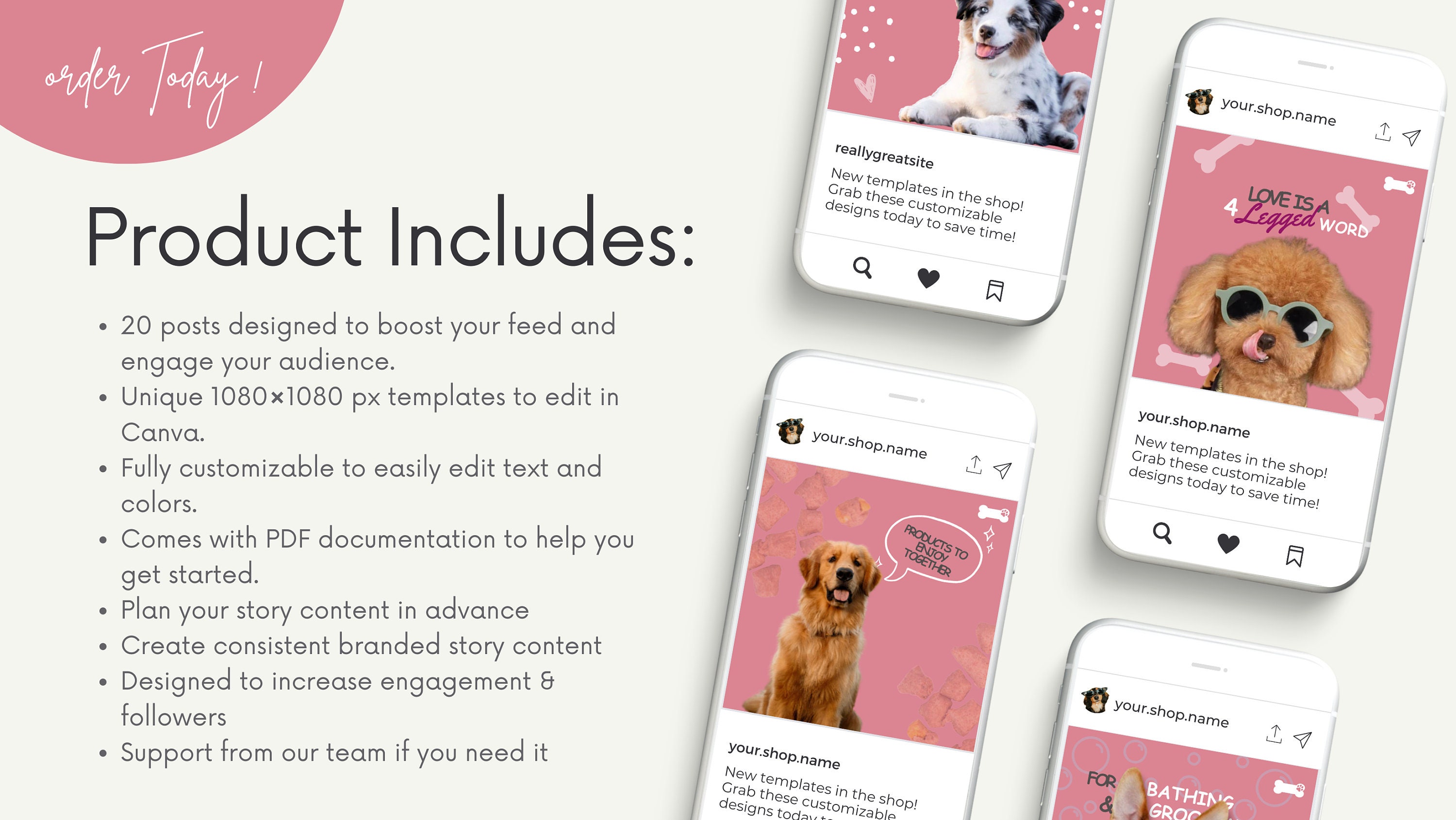 Editable Pet Shop Social Media Post Templates - Etsy