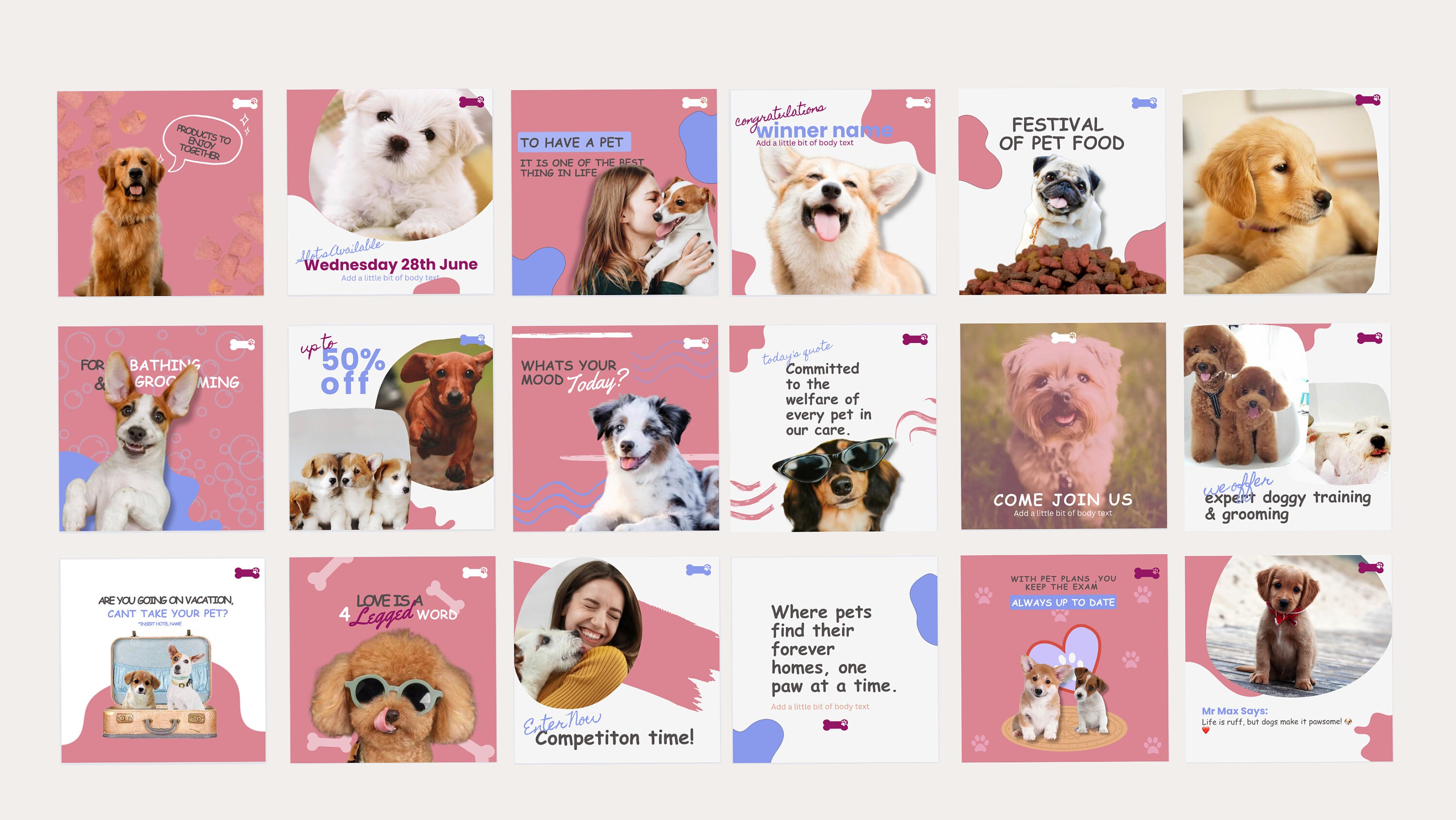 Editable Pet Shop Social Media Post Templates - Etsy