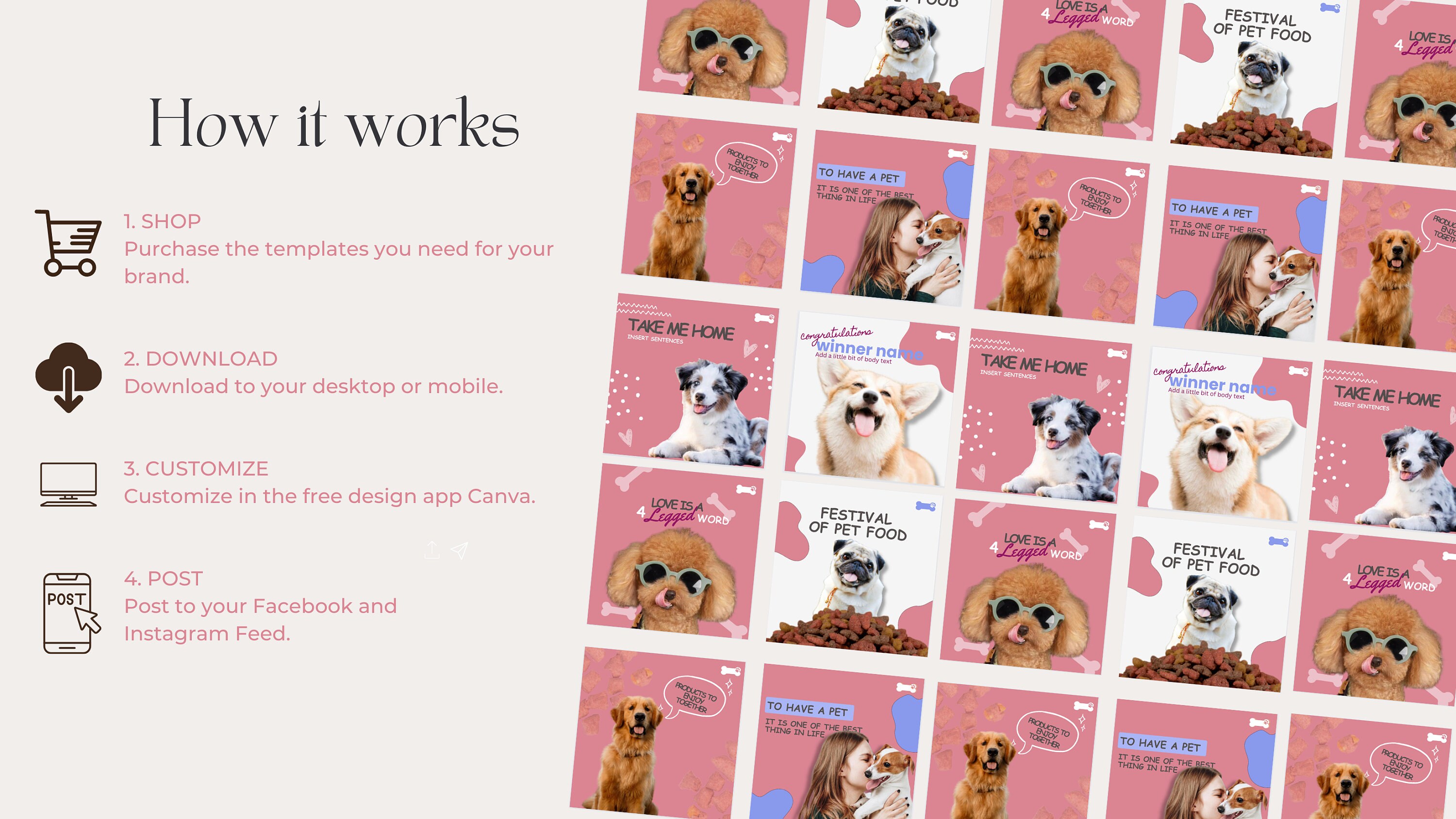 Editable Pet Shop Social Media Post Templates - Etsy