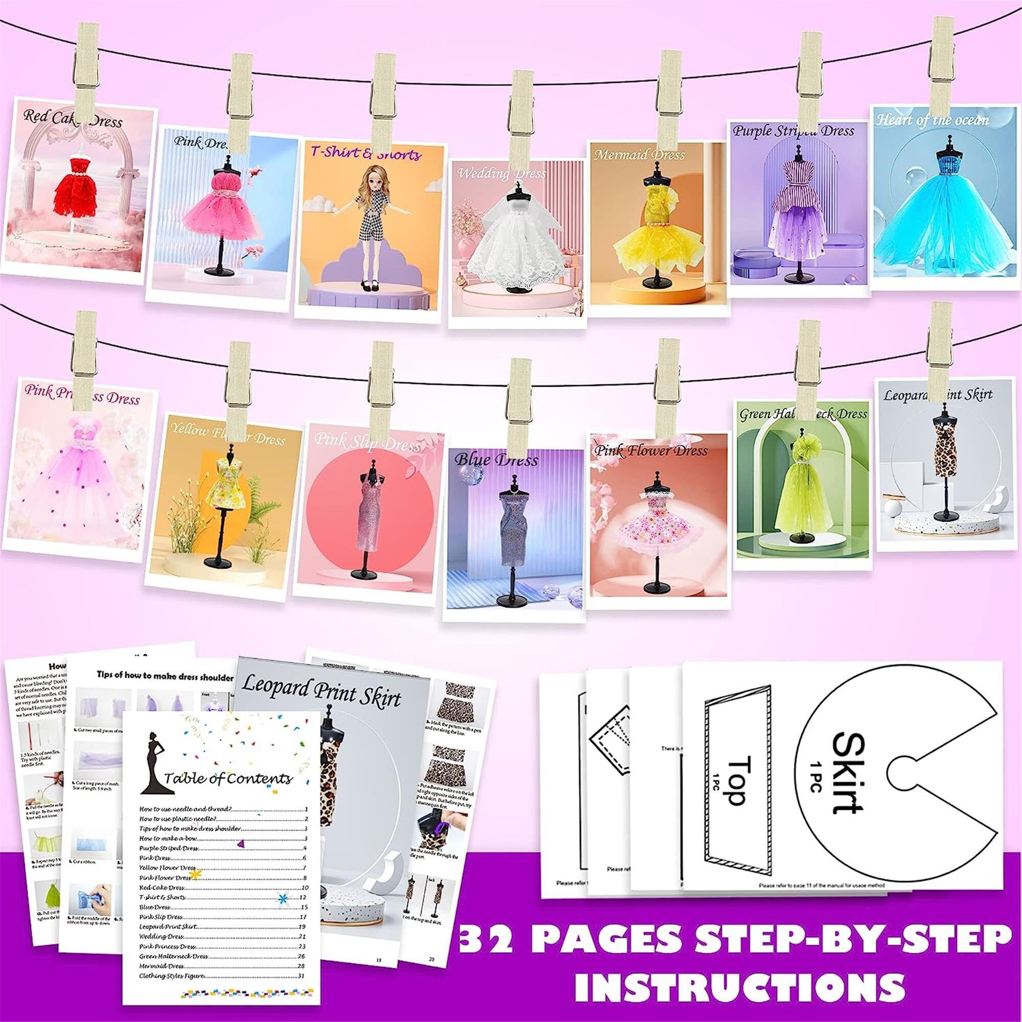 Fashion Design Kit for Girls, Sewing Kit for Kids, DIY Arts & Crafts ...