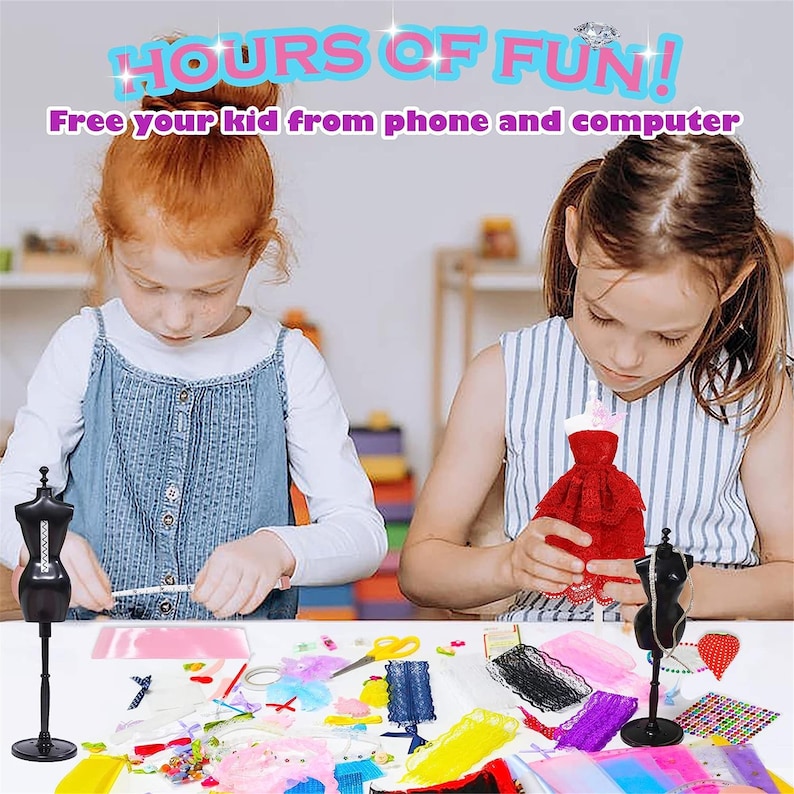 Fashion Design Kit for Girls, Sewing Kit for Kids, DIY Arts & Crafts ...