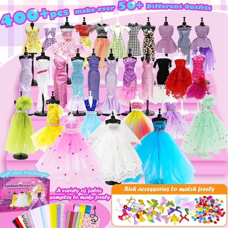 Fashion Design Kit for Girls, Sewing Kit for Kids, DIY Arts & Crafts ...