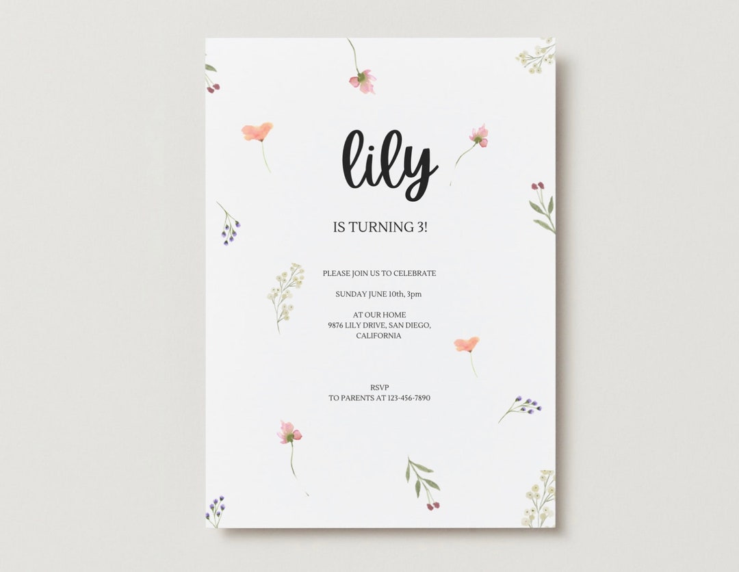 Flower Invitation - Etsy