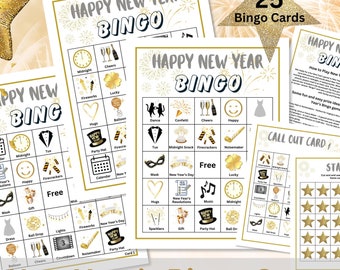 New Year's Eve Bingo Game Party Printable (8) - Etsy