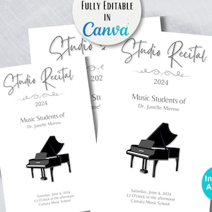 Elegant Music Recital Program Template: Minimalist Design (canva ...