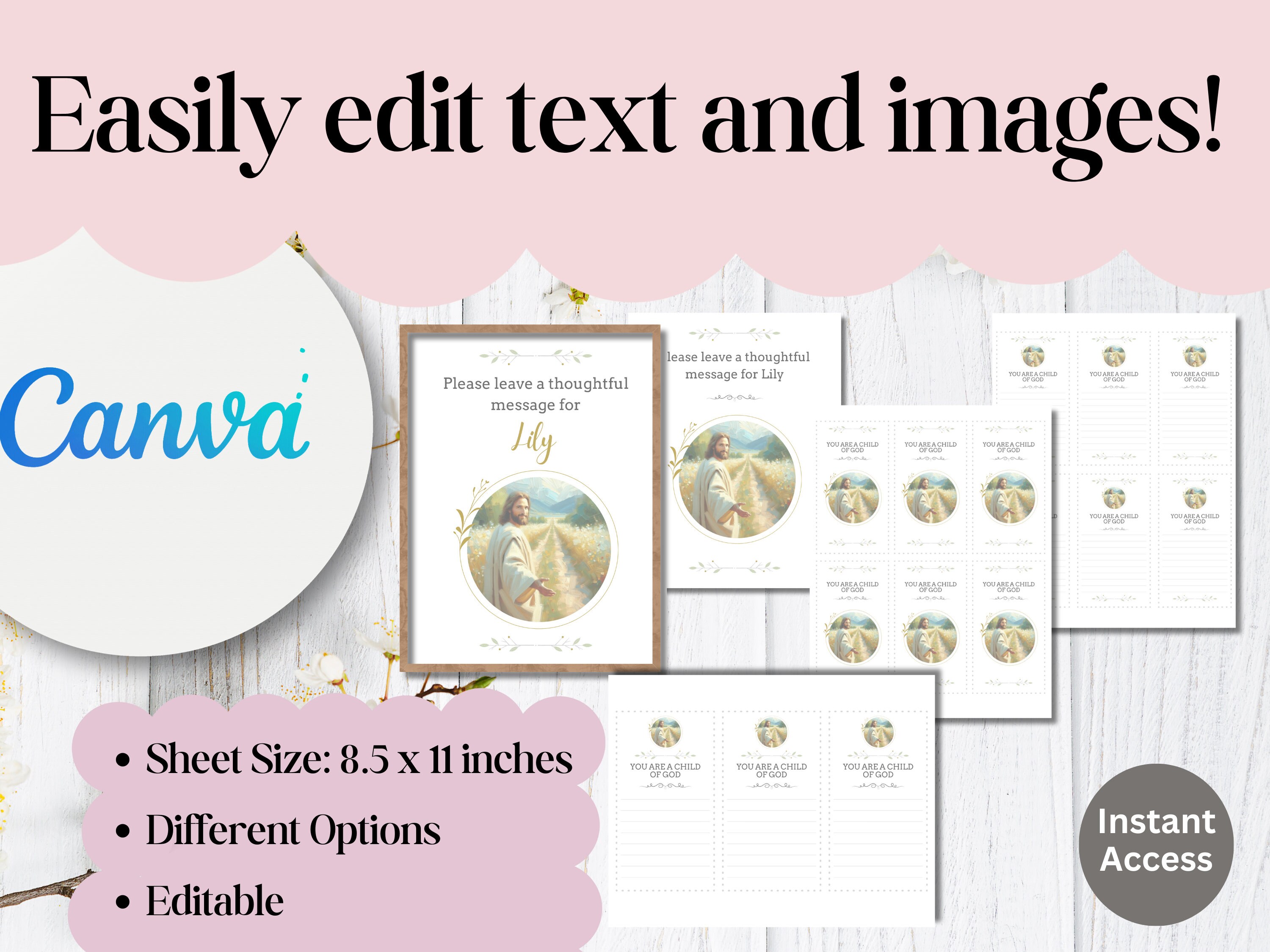 LDS Baptism Note Cards and Sign Baptism Guest Notes Baptism Notes ...