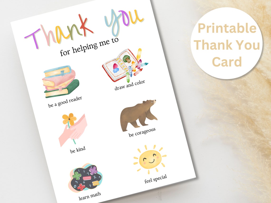 Printable Teacher Thank You Card Teacher Appreciation Printable Digital ...
