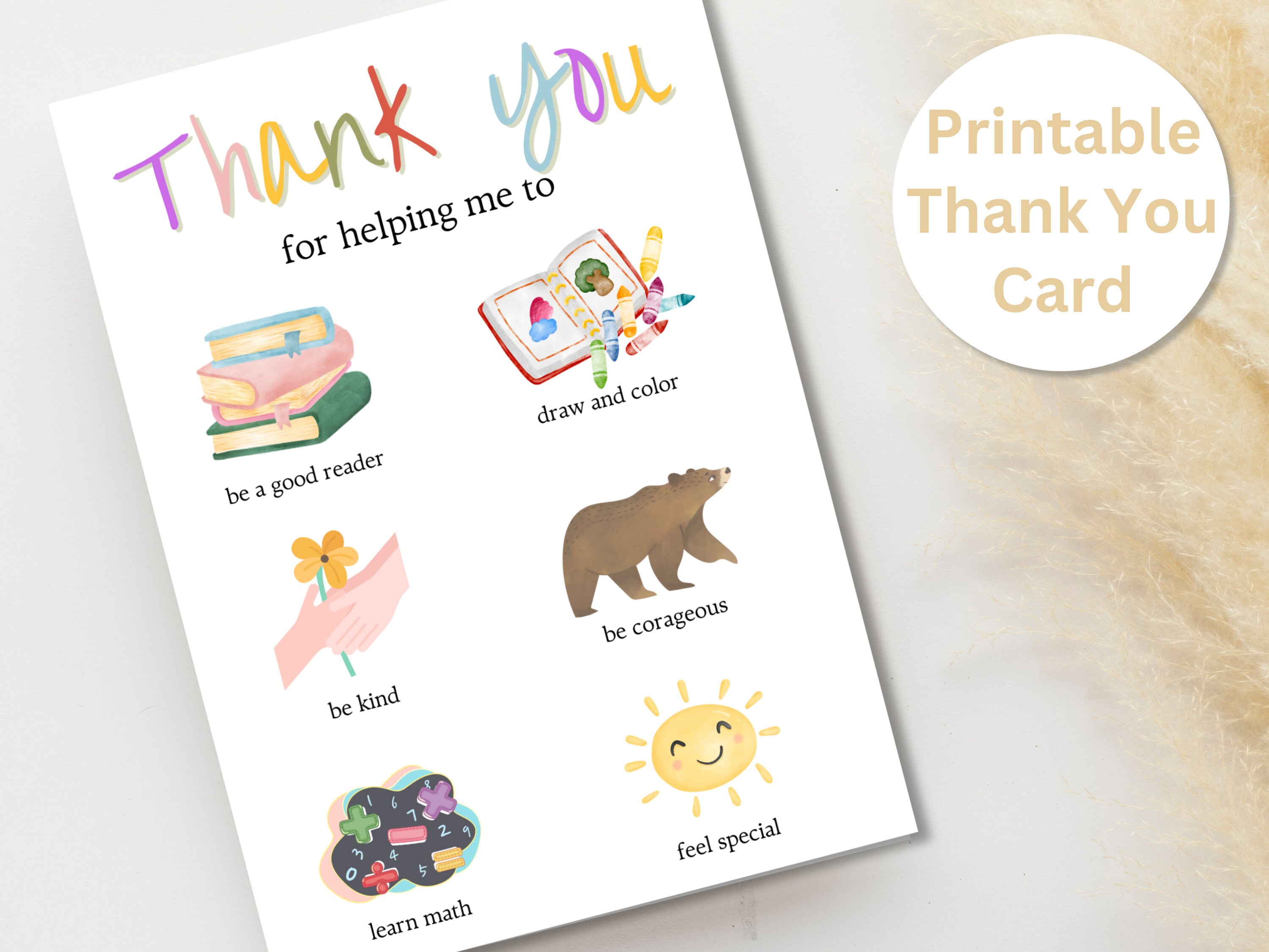 Printable Teacher Thank You Card: Appreciation Gift (digital Download ...