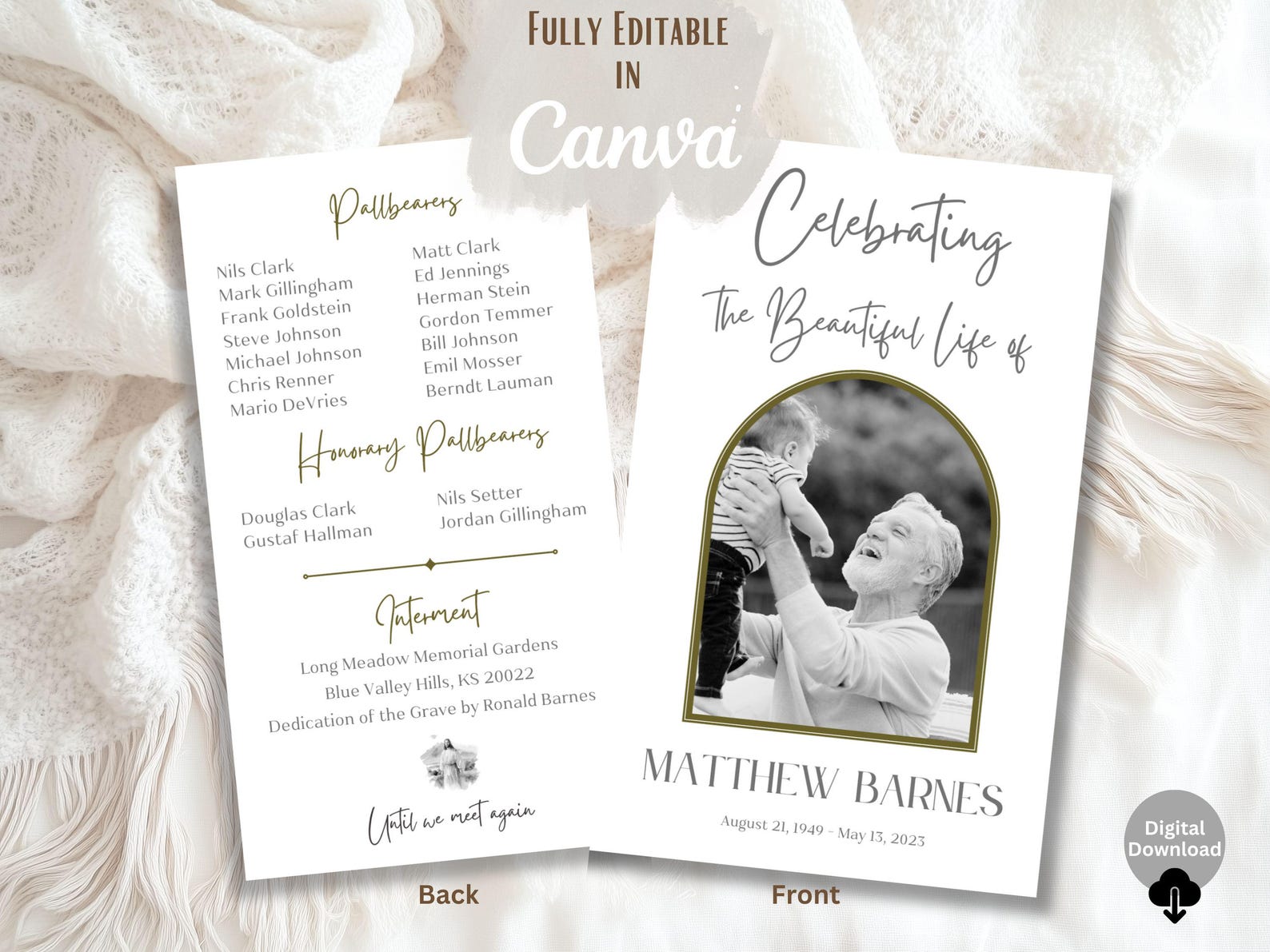 LDS Funeral Program Template: Editable Celebration of Life Obituary ...