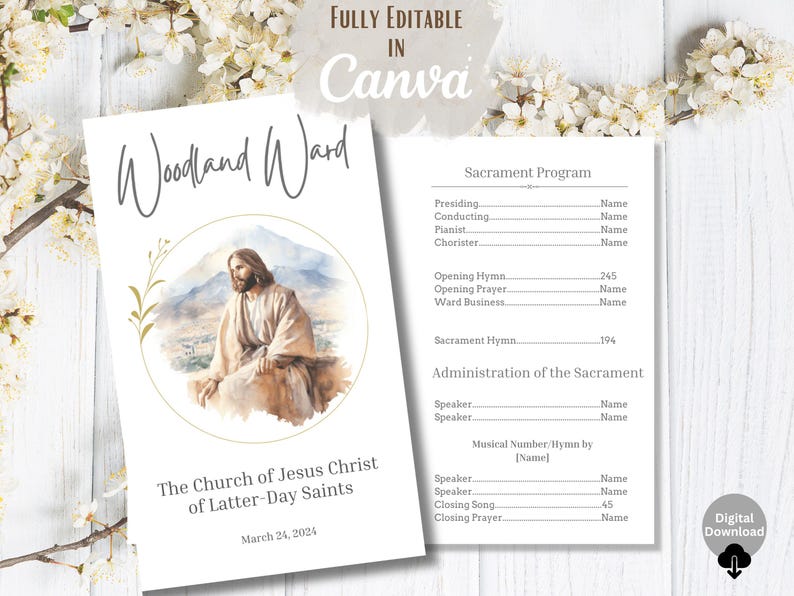 LDS Sacrament Program Template: Customizable Church Meeting Program ...
