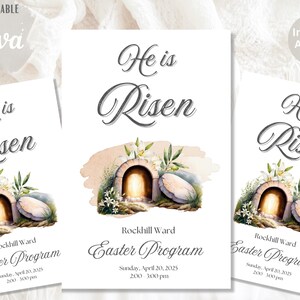 Editable Easter Program Template He is Risen LDS Easter Program ...